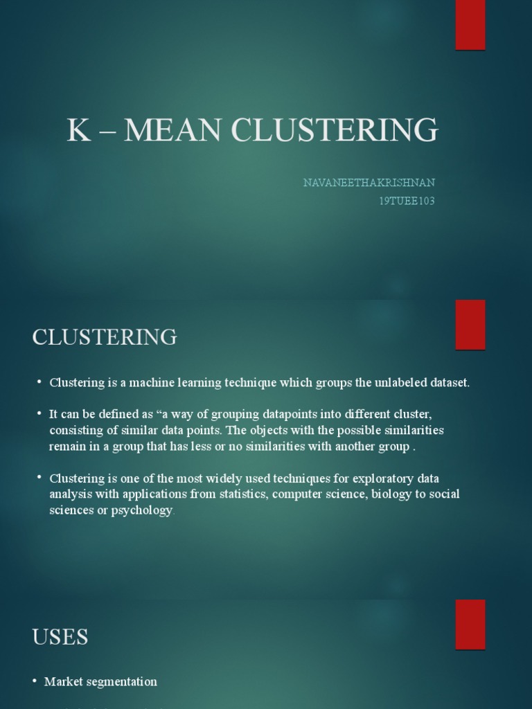 K - Mean Clustering | PDF | Cluster Analysis | Image Segmentation