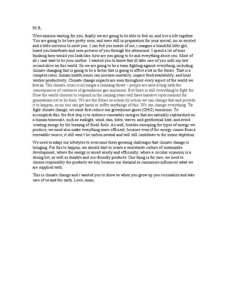 Open Letter To My Future Child | PDF | Climate Change | Greenhouse Gas