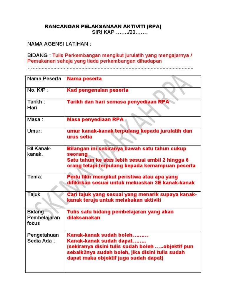 FORMAT RPA DAN Contoh Final Julai 2021 | PDF