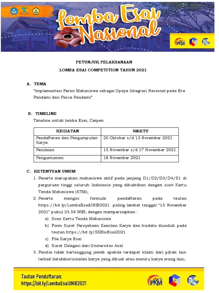 Lomba Esai Mahasiswa 2021: Integrasi Nasional | PDF | Seni
