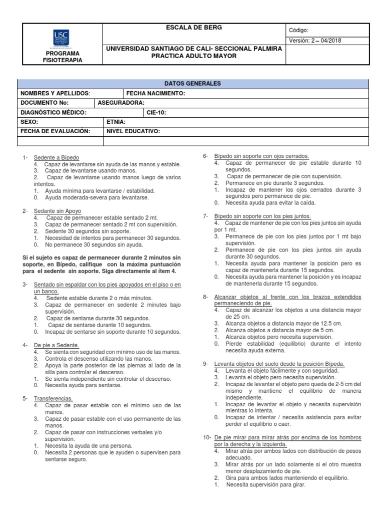 Escala de Berg | PDF