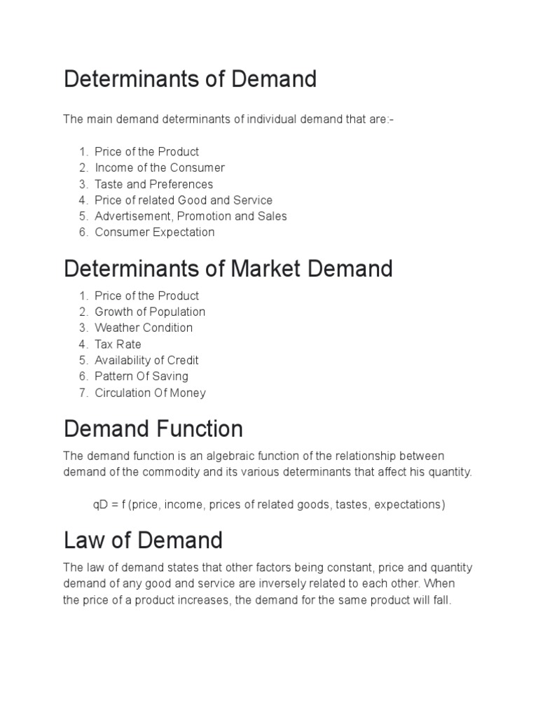 Determinants of Demand | PDF