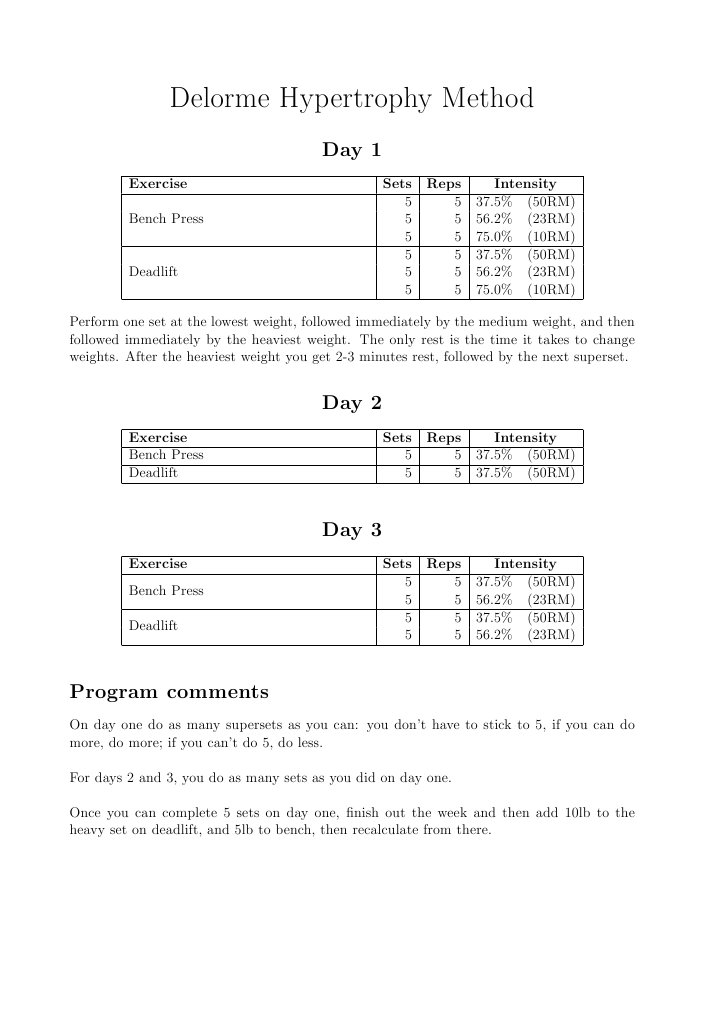 Delorme Hypertrophy Training Protocol | PDF