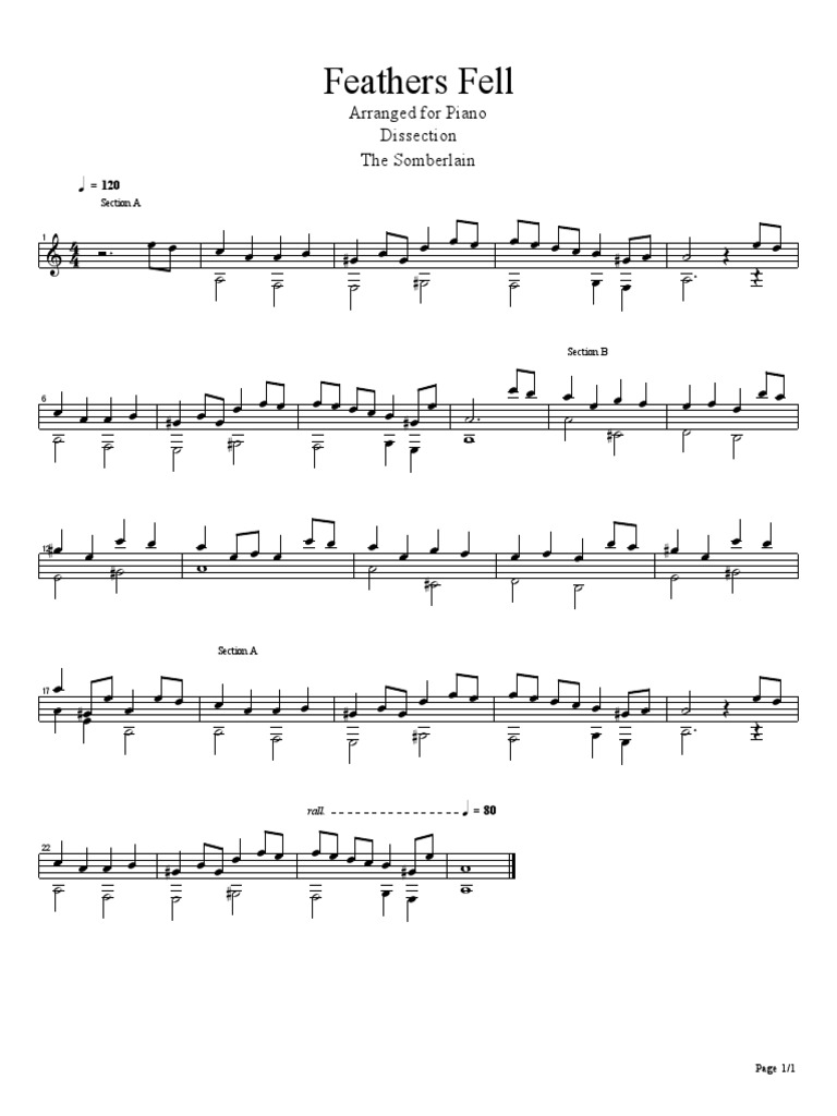 Dissection-Feathers Fell Piano | PDF