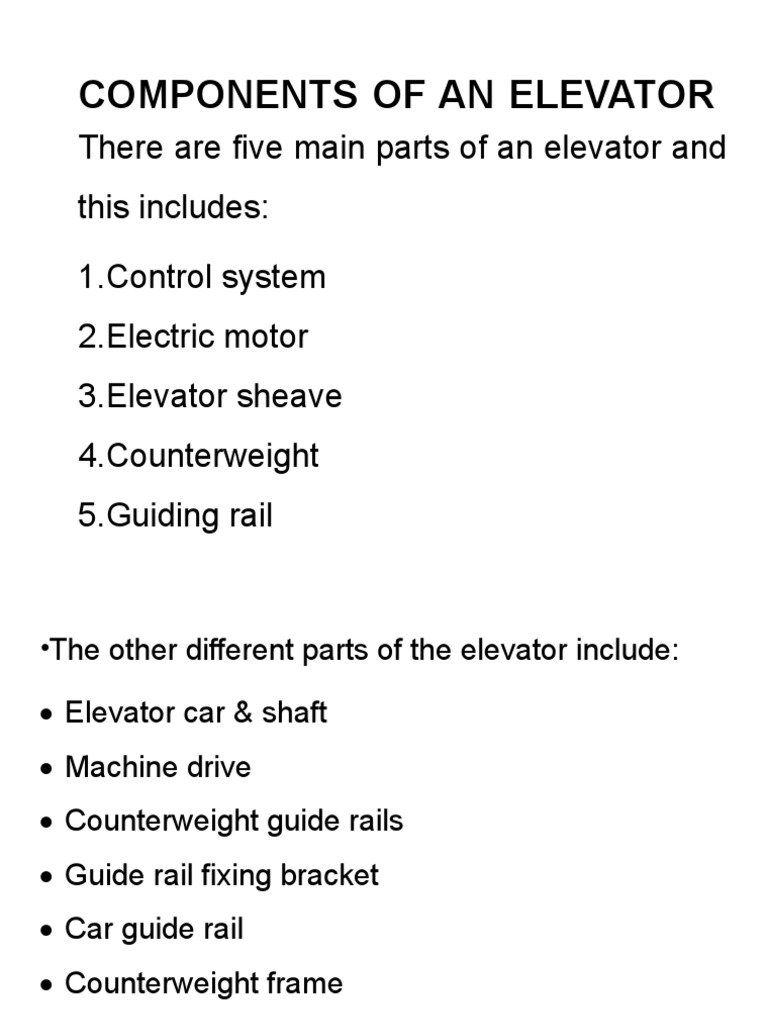 Components of An Elevator | PDF
