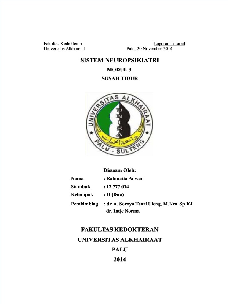 PDF Laporan Tutorial Modul Susah Tidur DL | PDF