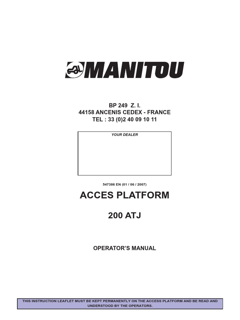 User Manual Manitou 200atj | PDF | Internal Combustion Engine | Welding