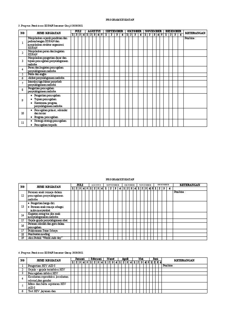 Program Kegiatan KSPAN 2020/2021 | PDF