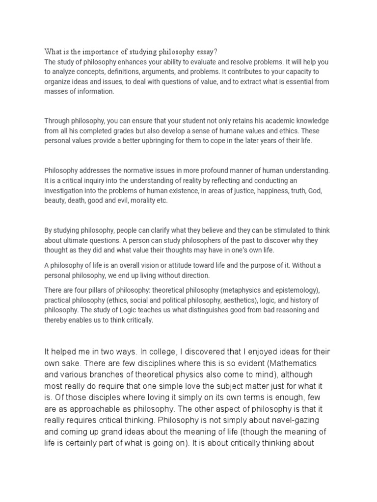 What Is The Importance of Studying Philosophy Essay? | Download Free ...