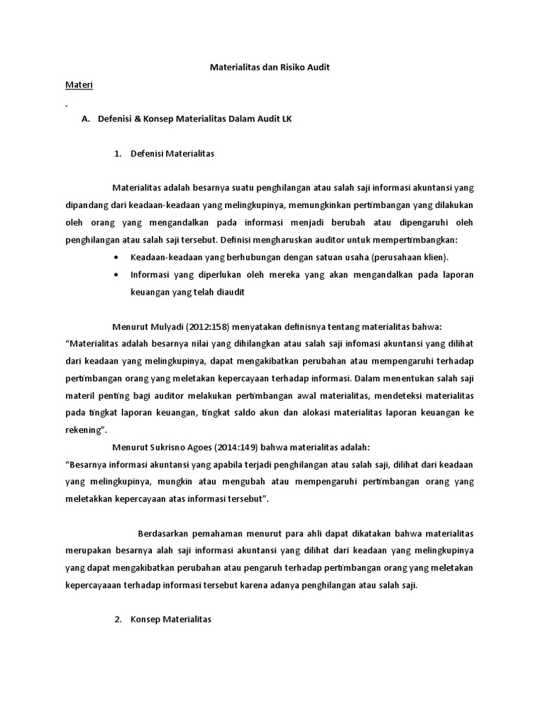 Materi Audit Materialitas | PDF