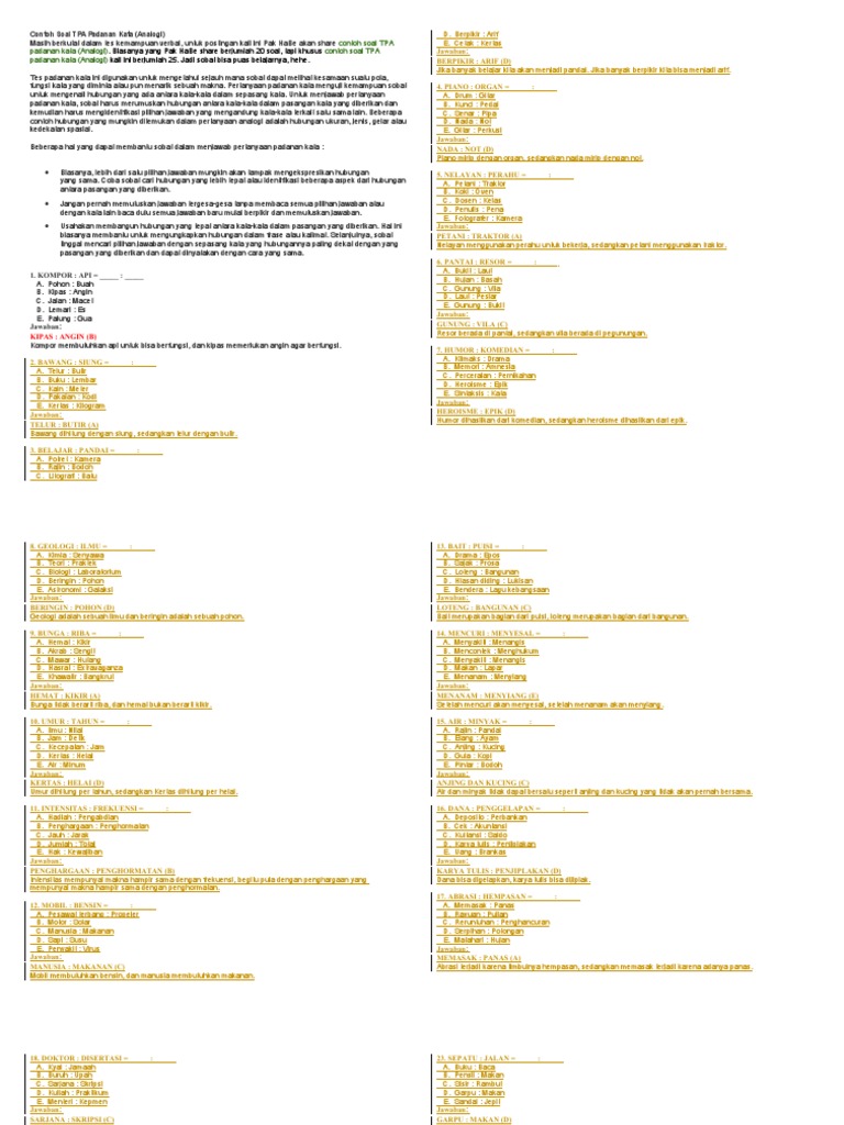 Contoh Soal TPA Padanan Kata | PDF