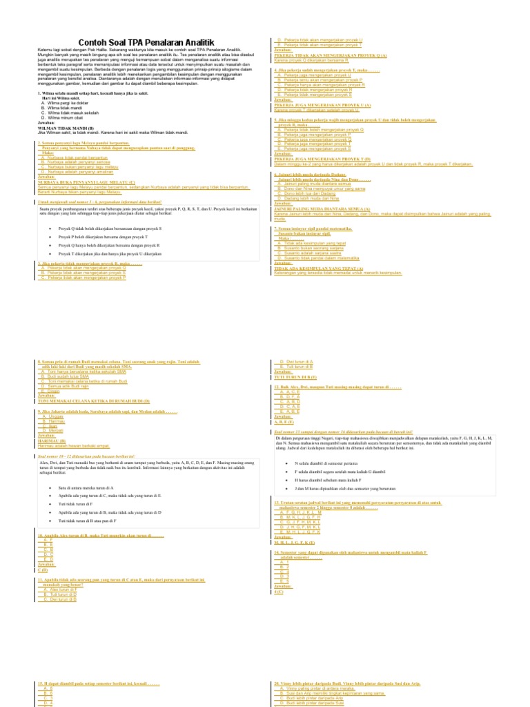 Contoh Soal TPA Penalaran Analitik | PDF