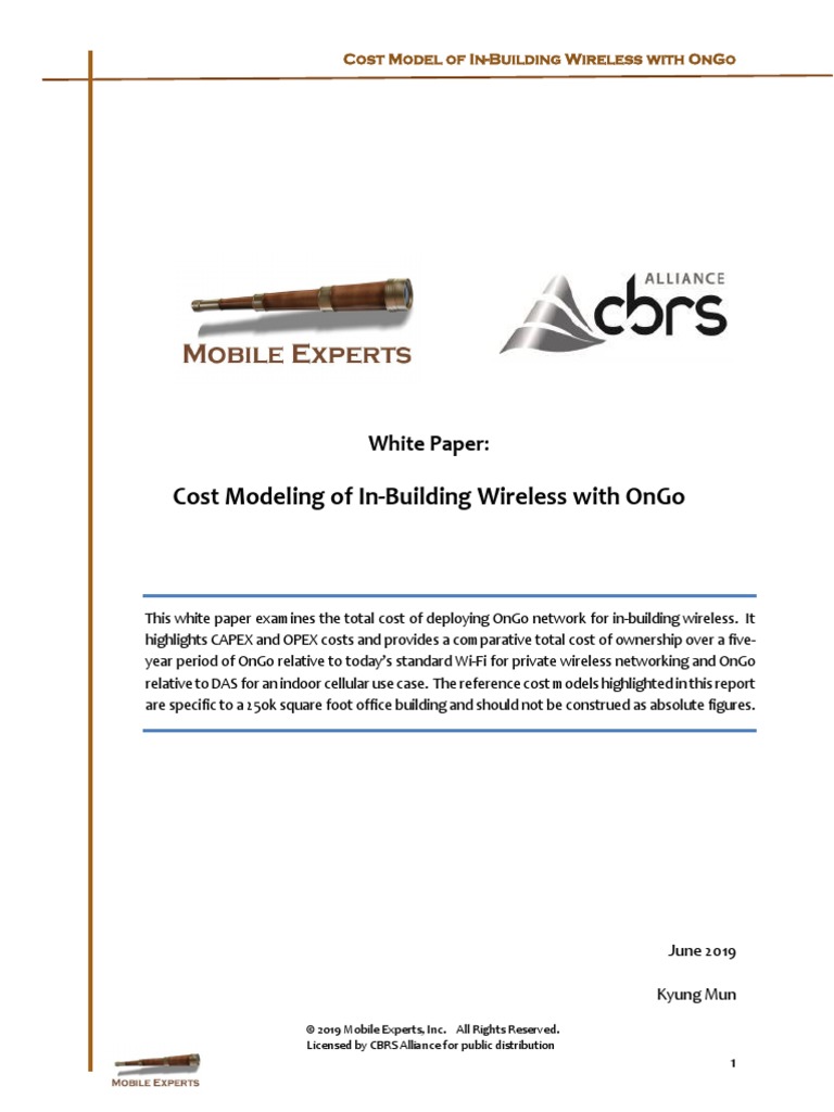 Cost Modeling of In-Building Wireless With Ongo: White Paper | PDF | Wi ...