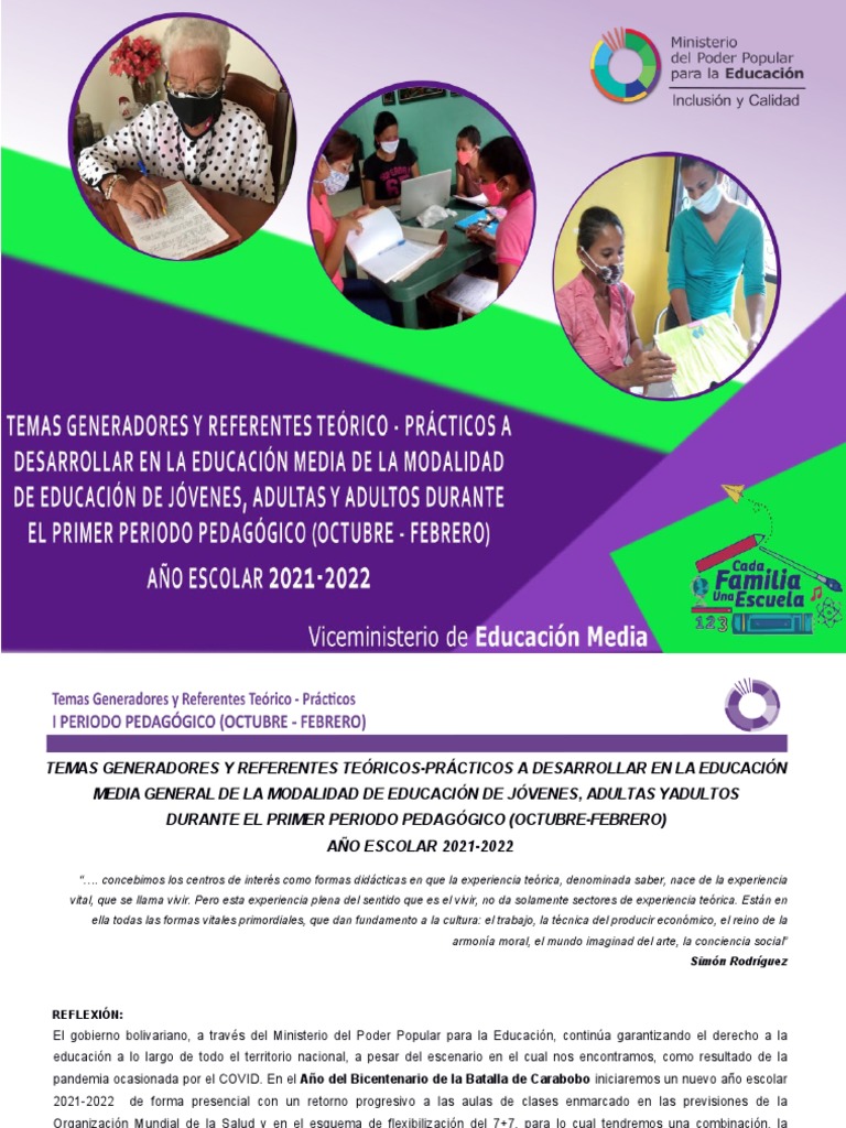 Temas Generadores de Educación de Adultas y Adultos 2021-2022 | PDF ...