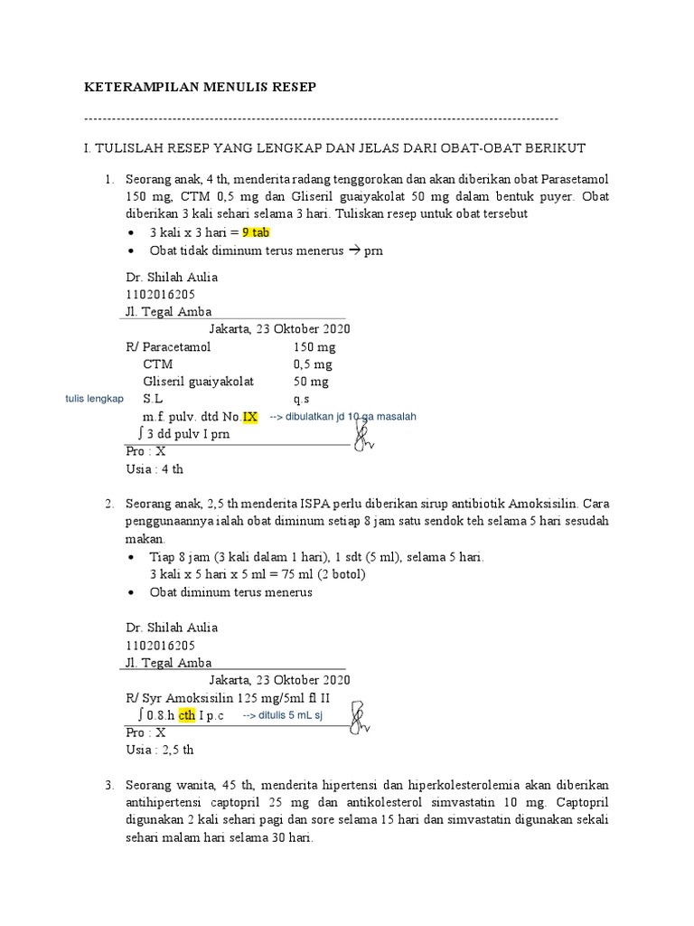 Latihan Menulis Resep | PDF