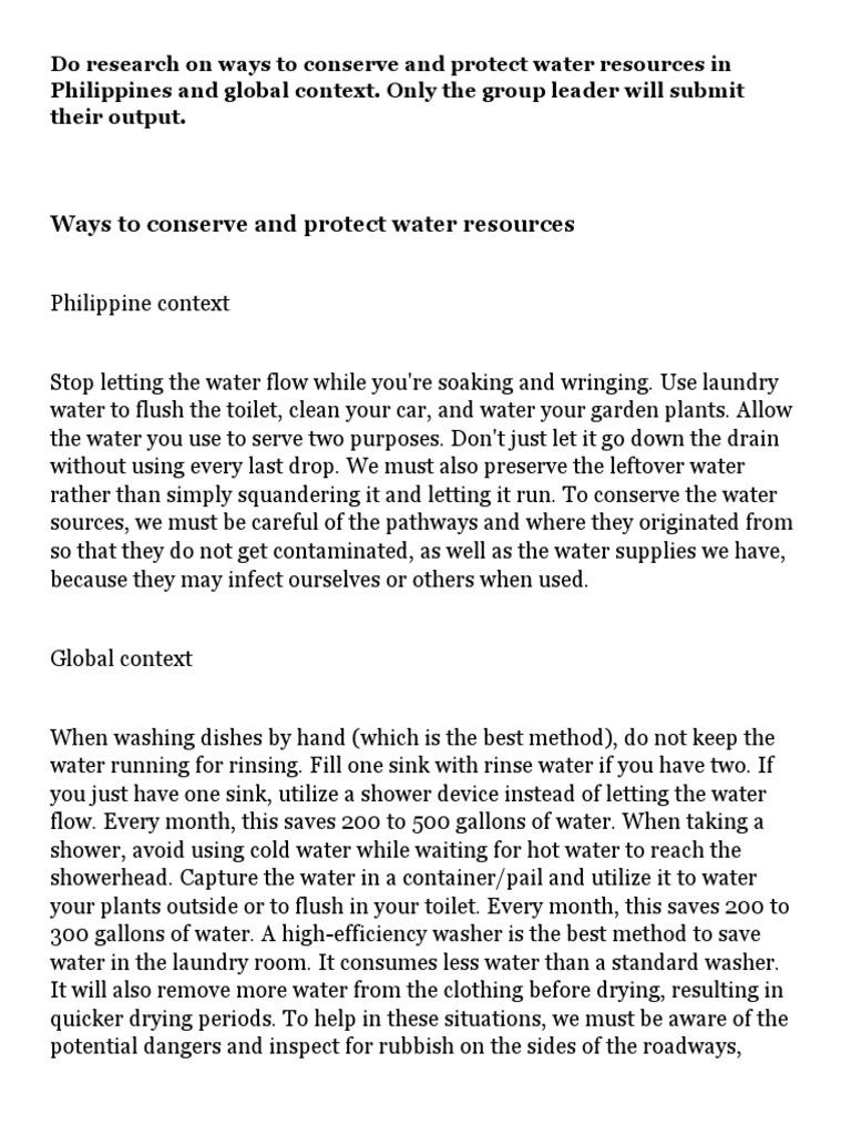 Do Research On Ways To Conserve and Protect Water Resources in ...