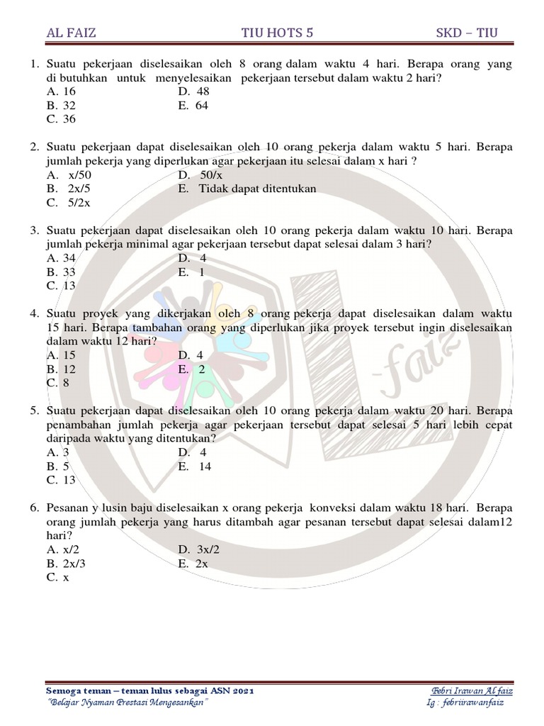 TIU HOTS 5 Perbandingan Tak Senilai Up | PDF