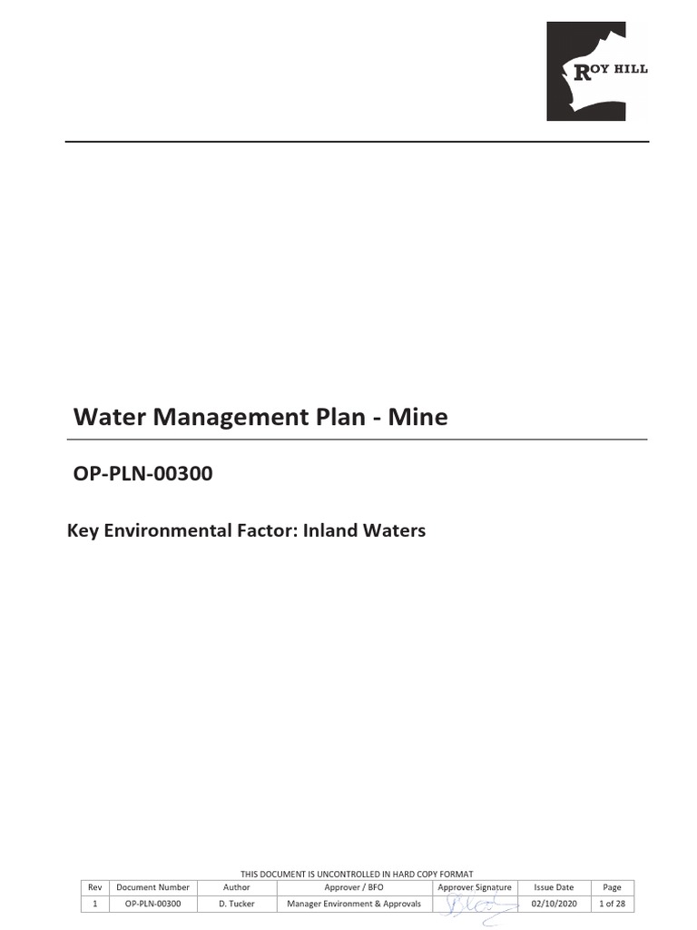Appendix 41 - Roy Hill Mine Water Management Plan | PDF | Groundwater ...