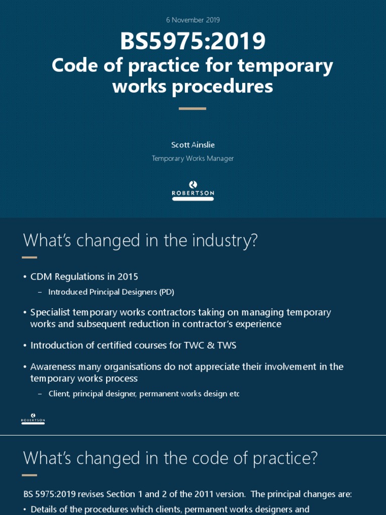 BS 5975:2019 Temporary Works Guidelines | PDF | Temporary Work ...