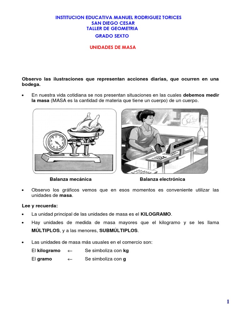Unidades de Masa SEXTO | PDF | Kilogramo | Masa