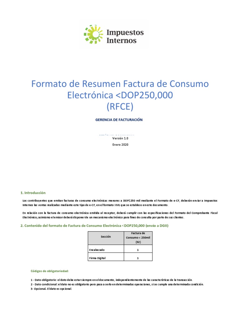 Formato XML Factura Consumo RD | PDF | Factura | Impuestos