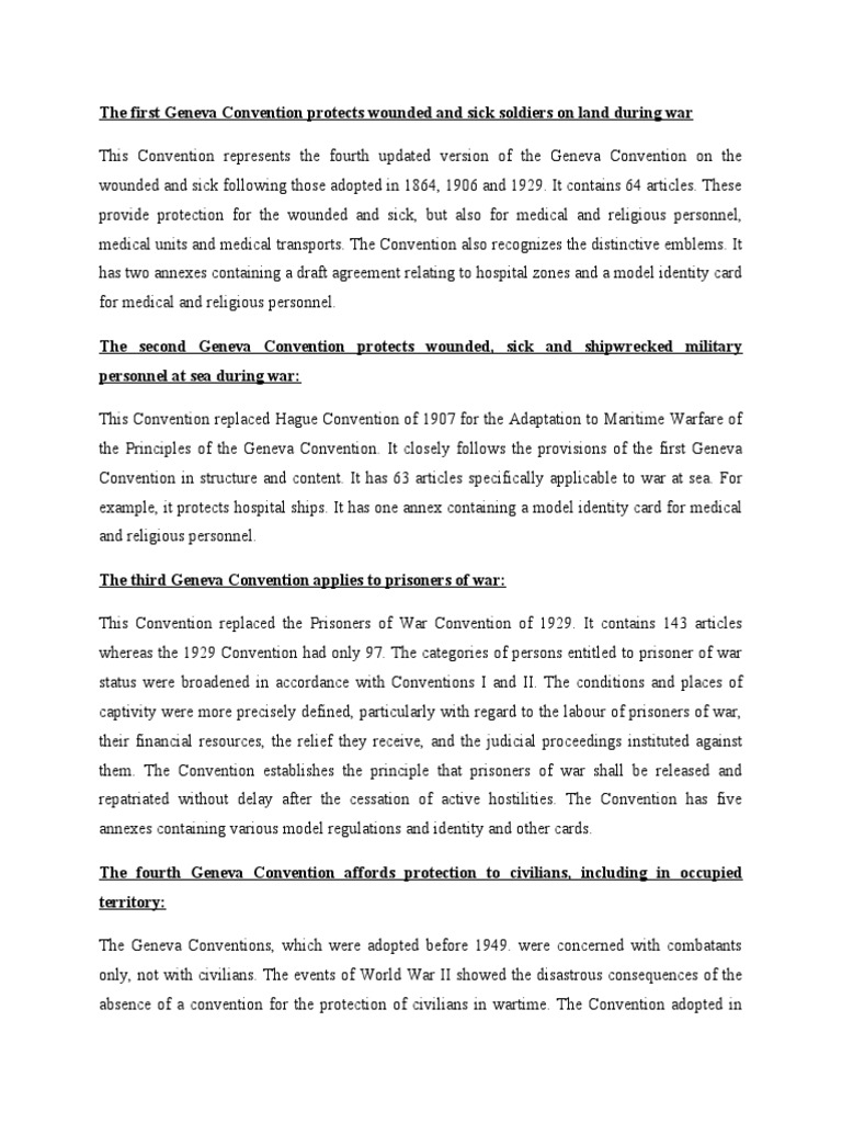 4 Geneva Conventions | PDF | Geneva Conventions | Prisoner Of War