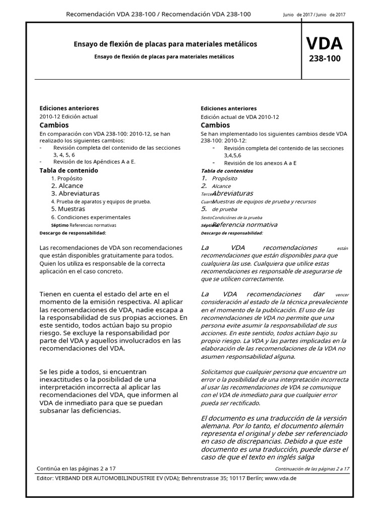 VDA 238 BENDING - De.es | PDF | Medición | Revestimiento