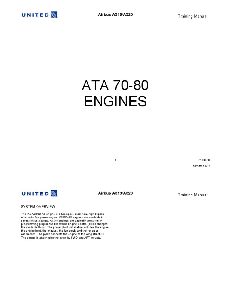 UNITED A320-A319 ATA-70 Engine | PDF | Mechanical Engineering | Aviation