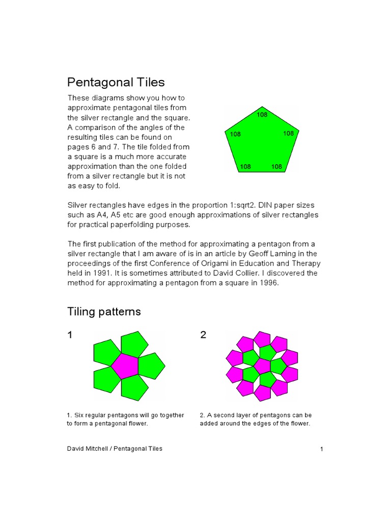 Pentagonal Tiles: Tiling Patterns | PDF | Rectangle | Origami
