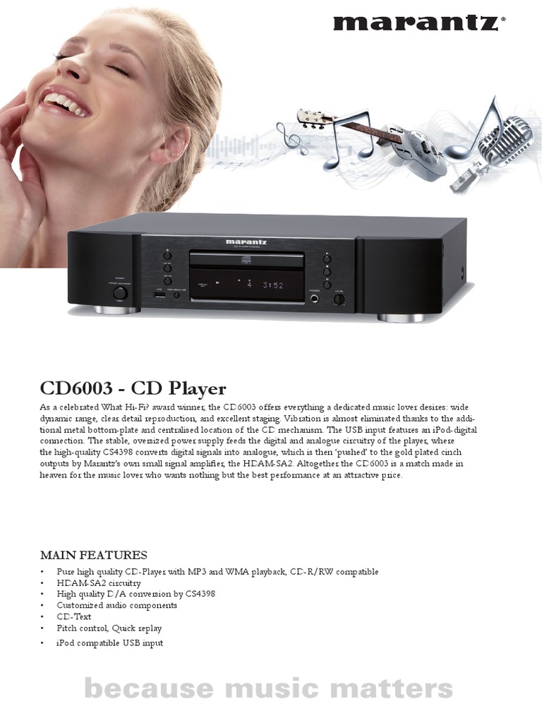 Award-Winning CD6003 CD Player with HDAM Circuitry | PDF | Digital To ...