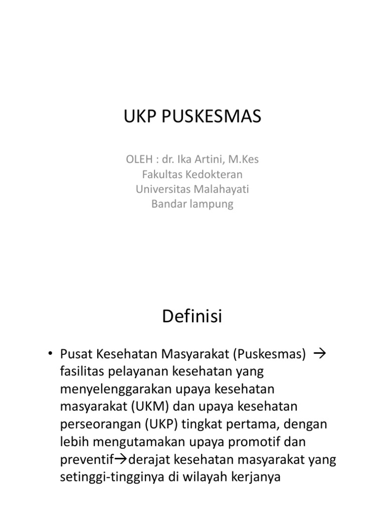 Ukp Puskesmas | PDF