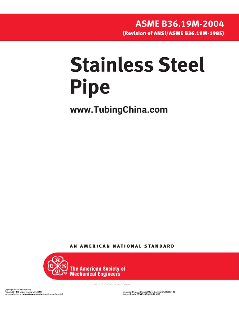 Asme B 36.19m - Tubing | PDF