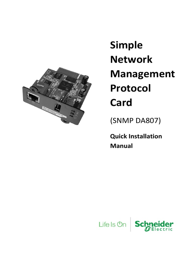 Quick Setup Guide for the SNMP Card DA807 for Remote Monitoring and ...