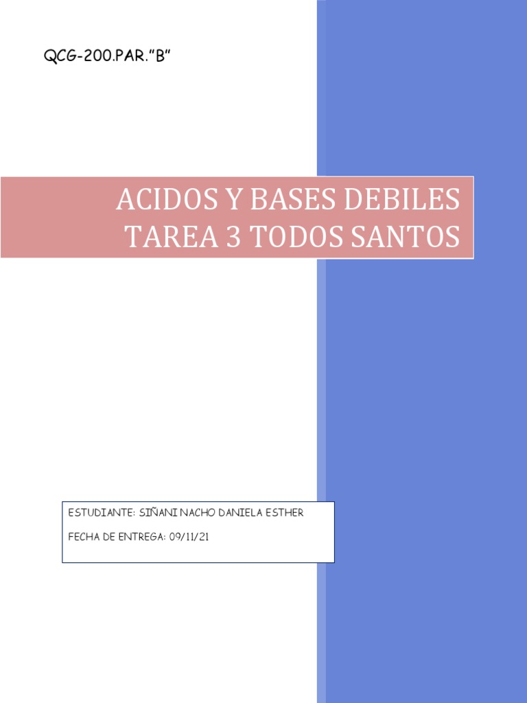 Ácidos y Bases Débiles | PDF | Ácido | Constante de disociación ácida