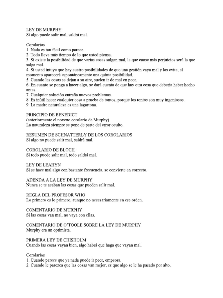 Leyes de Murphy | PDF