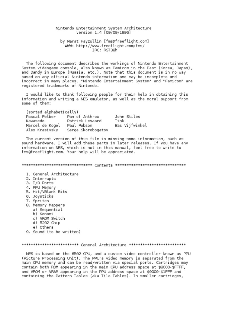NES Architecture Overview and Details | PDF | Office Equipment ...