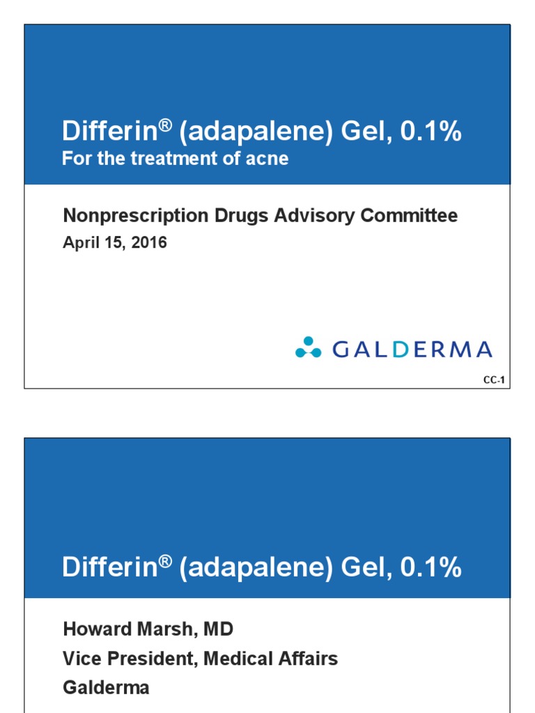 Differin (Adapalene) Gel, 0.1%: ® For The Treatment of Acne | PDF ...