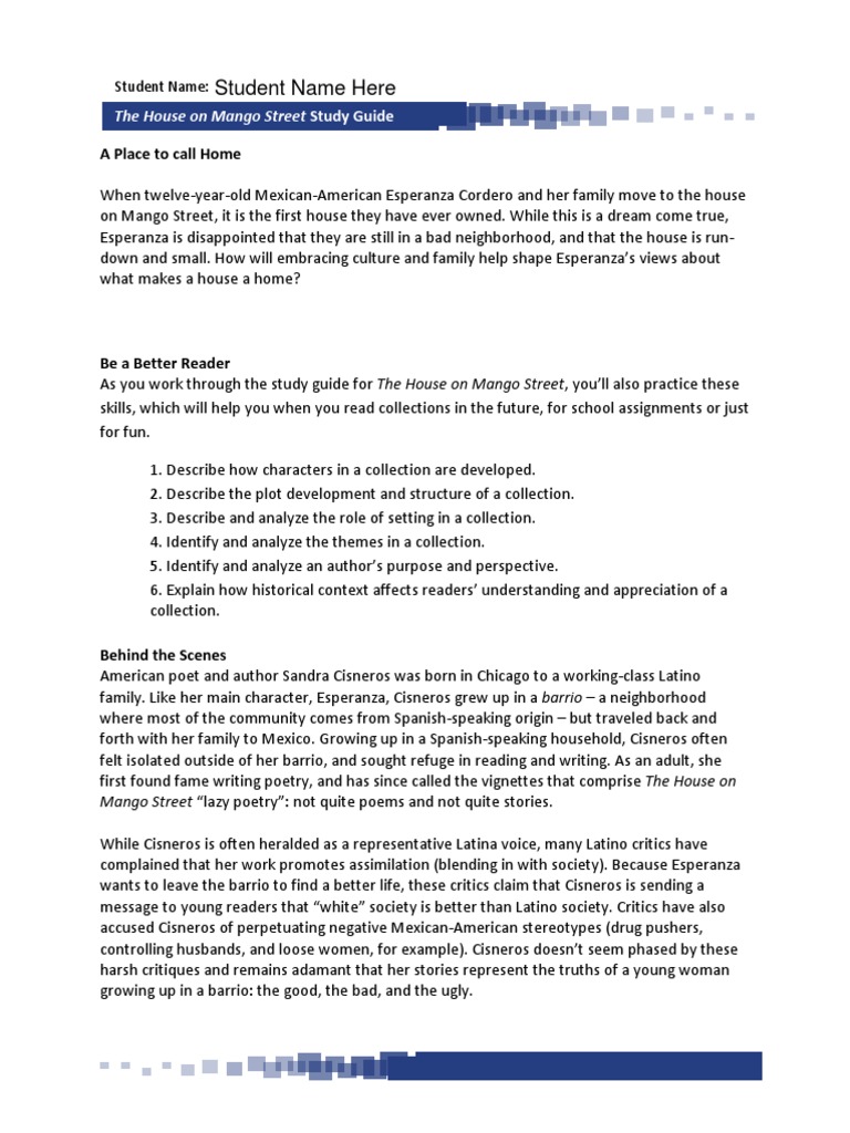 House On Mango Street SG | PDF | Language Arts & Discipline