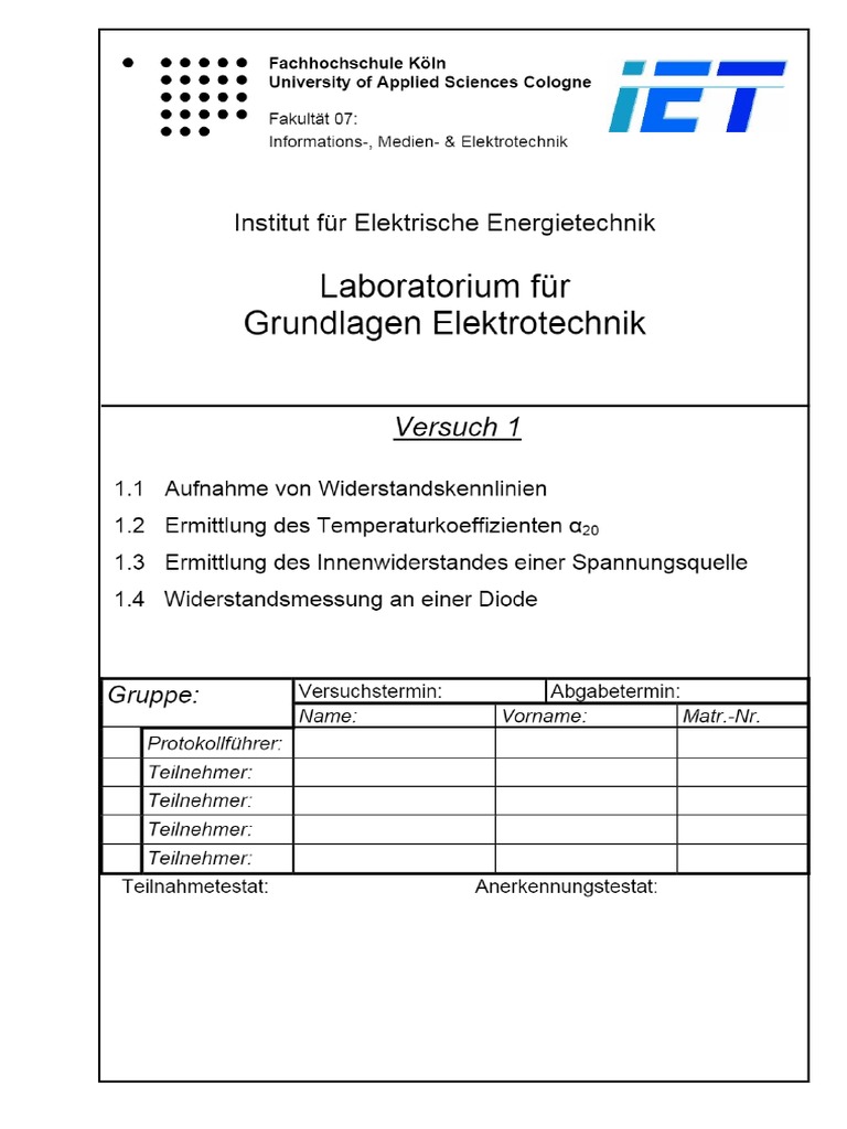 Laboratorium Für Grundlagen Elektrotechnik - PDF | PDF