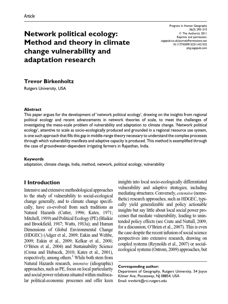 Network Political Ecology Method and The | PDF | Ecology | Sustainability