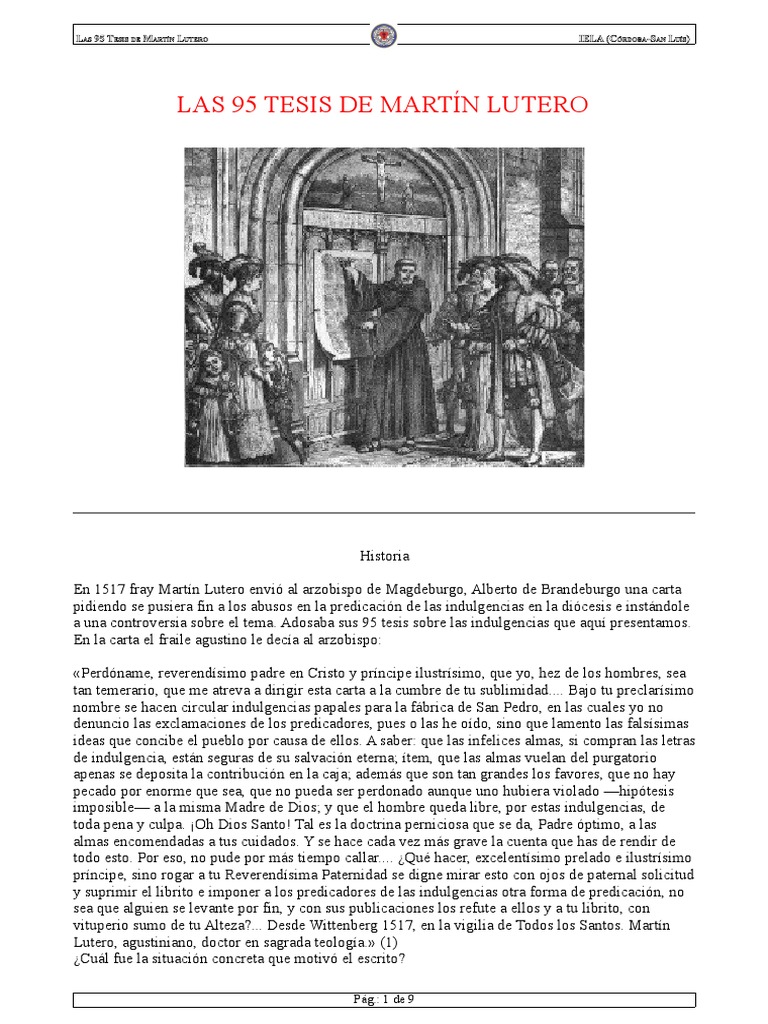 95-Tesis de Martin Lutero | PDF | Indulgencia | Martin Luther