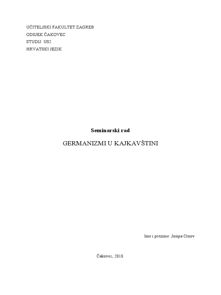 Germanizmi U Kajkavštini | PDF