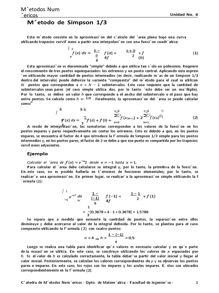 Simpson | PDF | Integral | Matemáticas