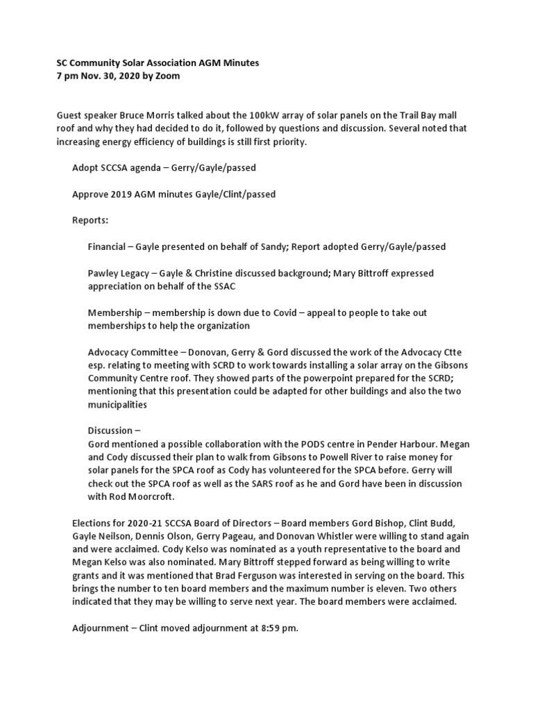 Sccsa Agm Minutes Nov30-2020r1 | PDF