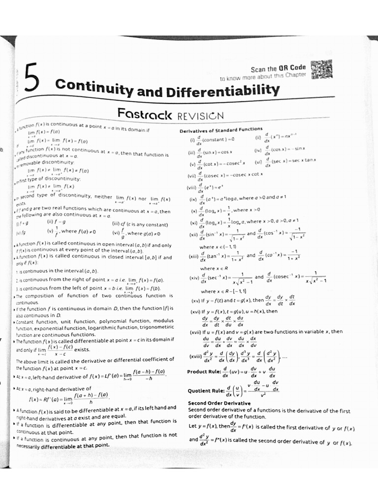 Continuity And Differentiation Mcq Pdf 