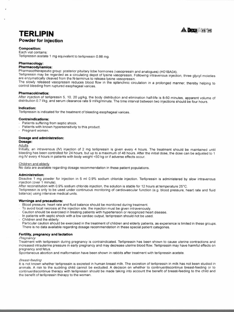 Terlipin Serbuk Injeksi 1 MG (Vial) - Terlipresin Asetat ...