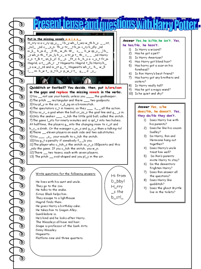 Questions With Harry Potter Grammar Drills - 29695 | PDF | Contemporary ...