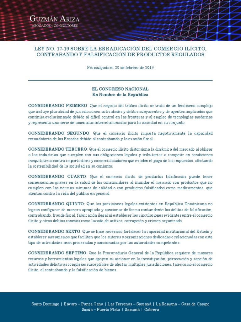 Ley 17 19 Erradicación Del Comercio Ilicito | PDF | aduana | Contrabando
