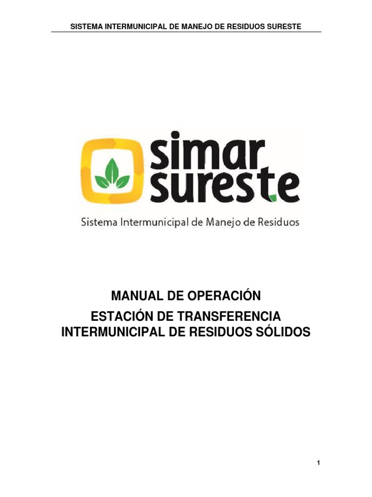 Manual de Operación SIMAR Sureste | PDF | Residuos | Gestión de residuos