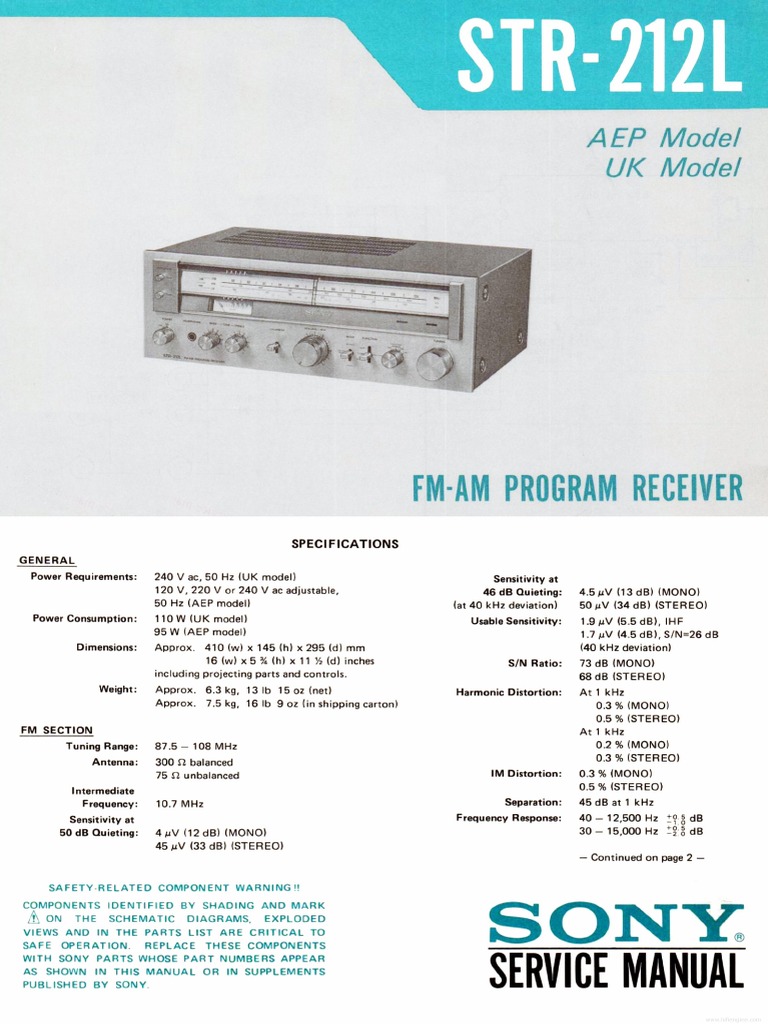 Hfe Sony Str-212l Service en | PDF